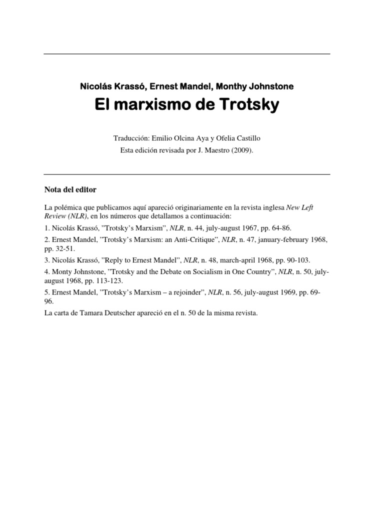 Krasso-Mandel, El Marxismo de Trotsky | PDF | Leon Trotsky | Vladimir Lenin