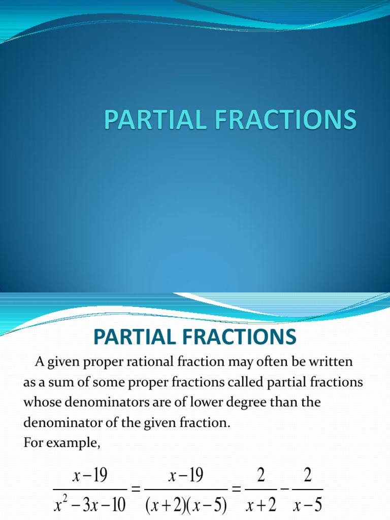 Chapter 1 - PARTIAL FRACTIONS | PDF | Fraction (Mathematics ...