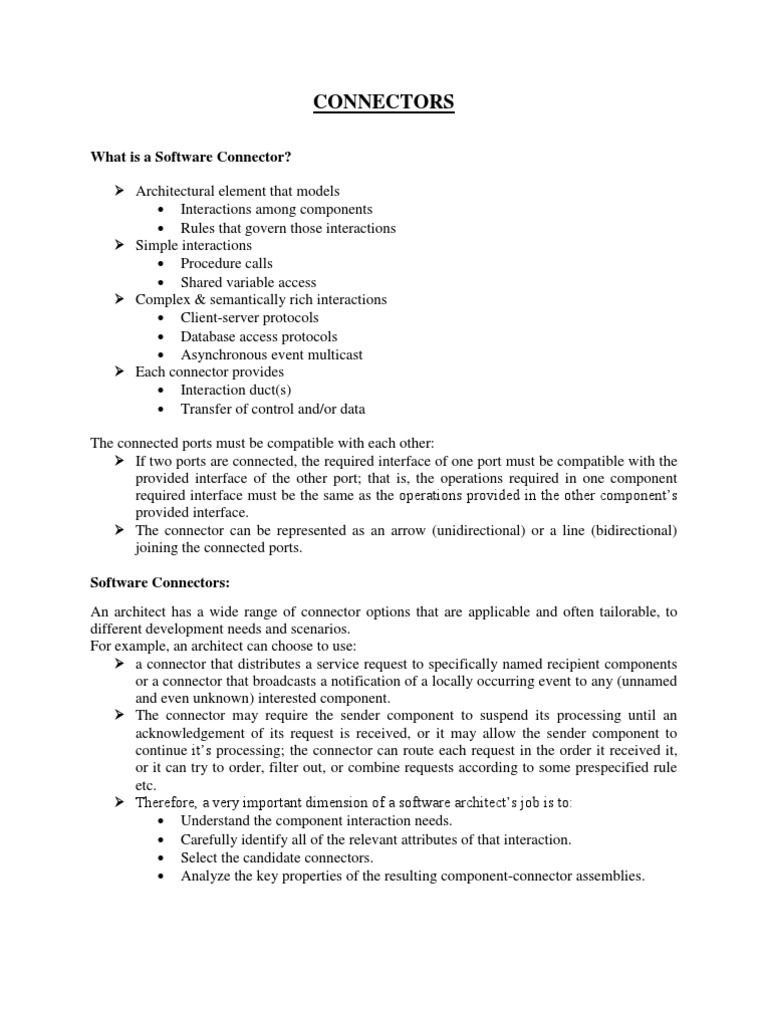 Software Connectors | PDF | Component Based Software Engineering ...