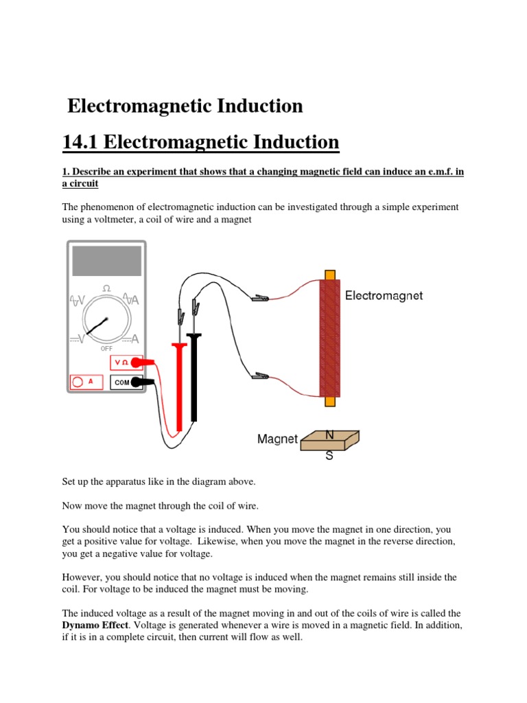 Igcse Physics Pdf Inductor Electromagnetic Induction