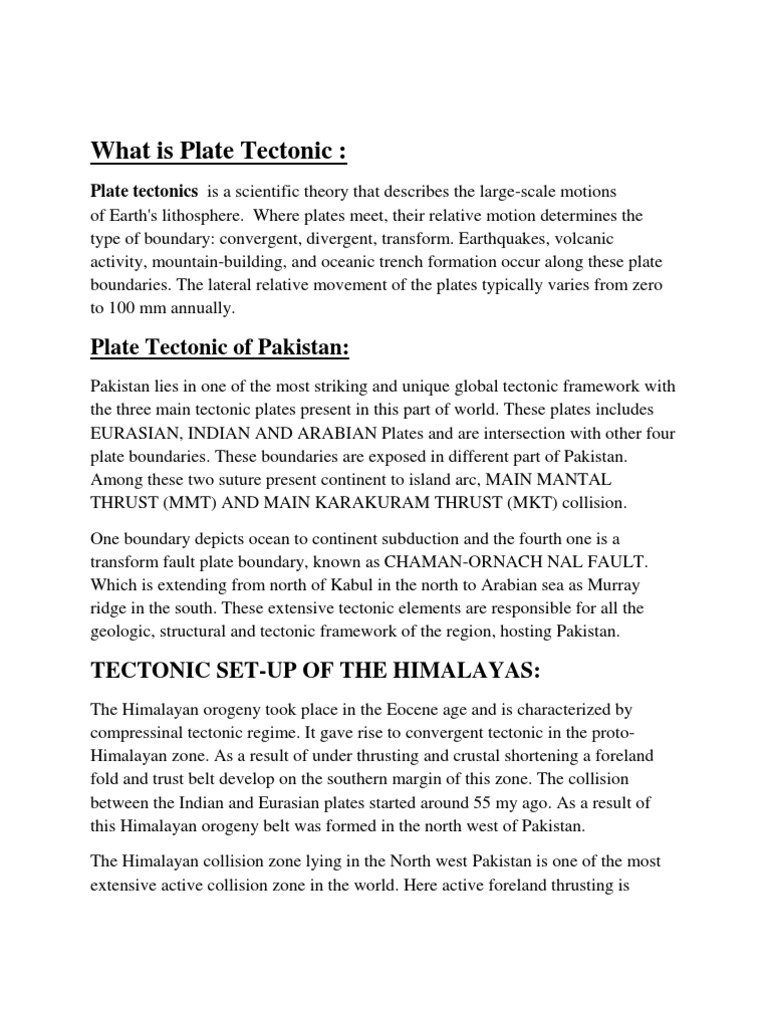 Plate Tectonic of Pakistan | PDF | Plate Tectonics | Structural Geology