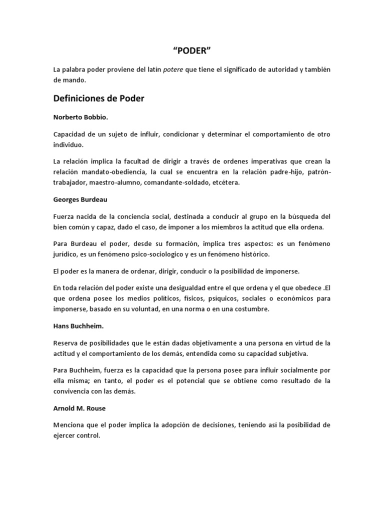 Poder | PDF | Poder (social y político) | Comportamiento