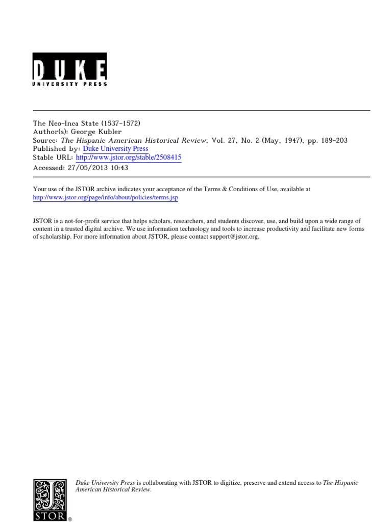 Kubler, 1947, The Neo-Inca State (1537-1572) | PDF | Travel | History