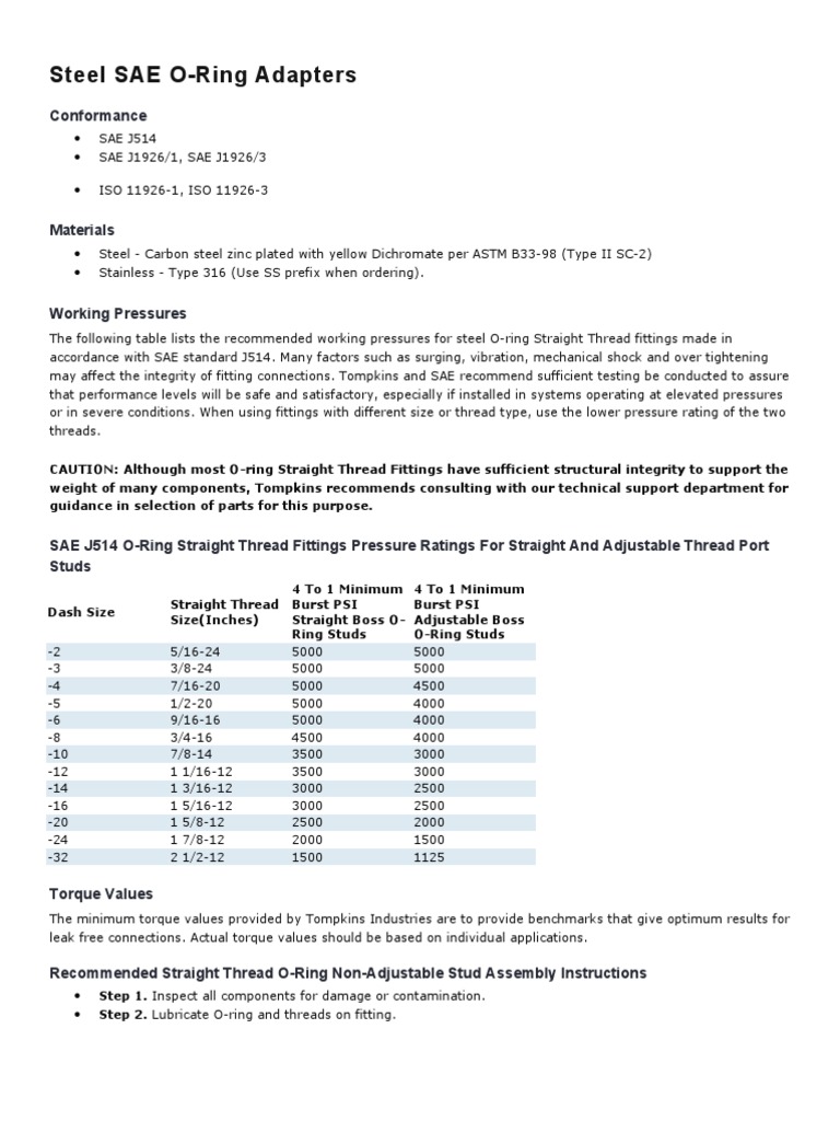 Steel SAE O-Rings Adapters | PDF | Mechanical Engineering | Science
