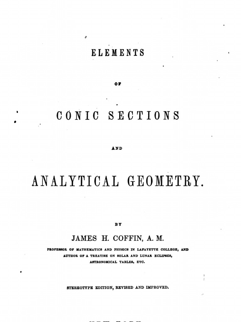 Elements of Conic Sections and Analytical Geometry | PDF