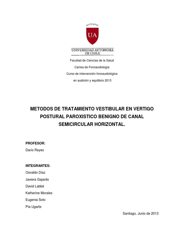 Metodos de Tratamiento Vestibular en VPPB CSC-H | PDF | Aluminio ... Metodos de Tratamiento Vestibular en VPPB CSC-H | PDF | Aluminio ...