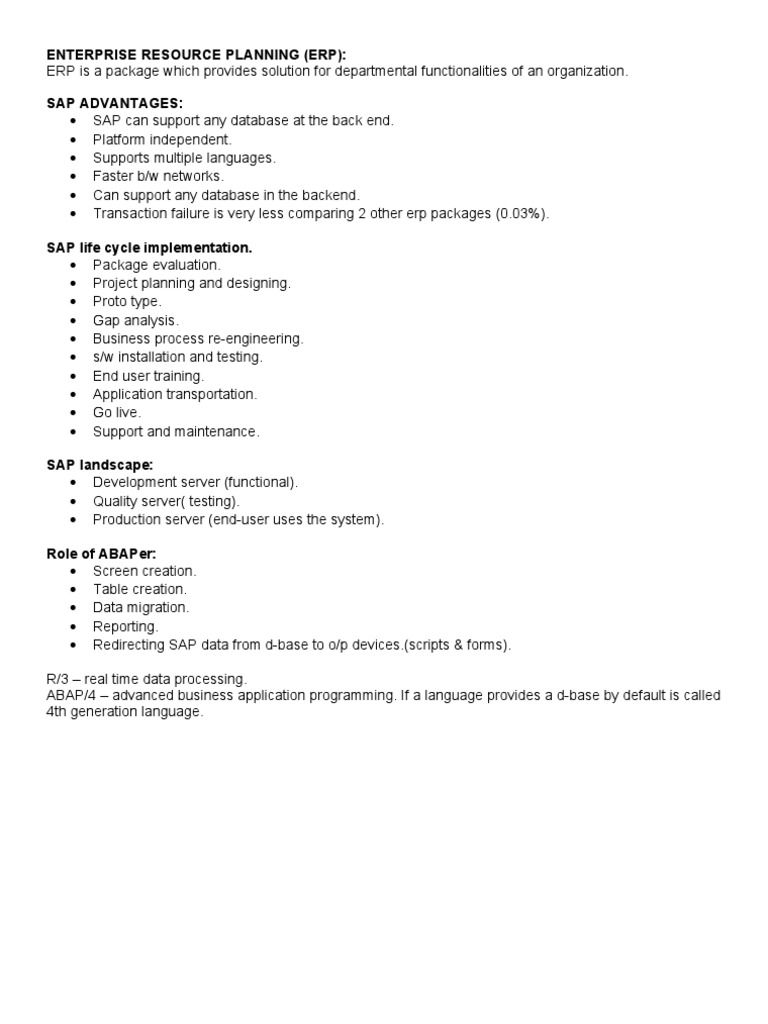 SAP ERP Implementation Overview | PDF