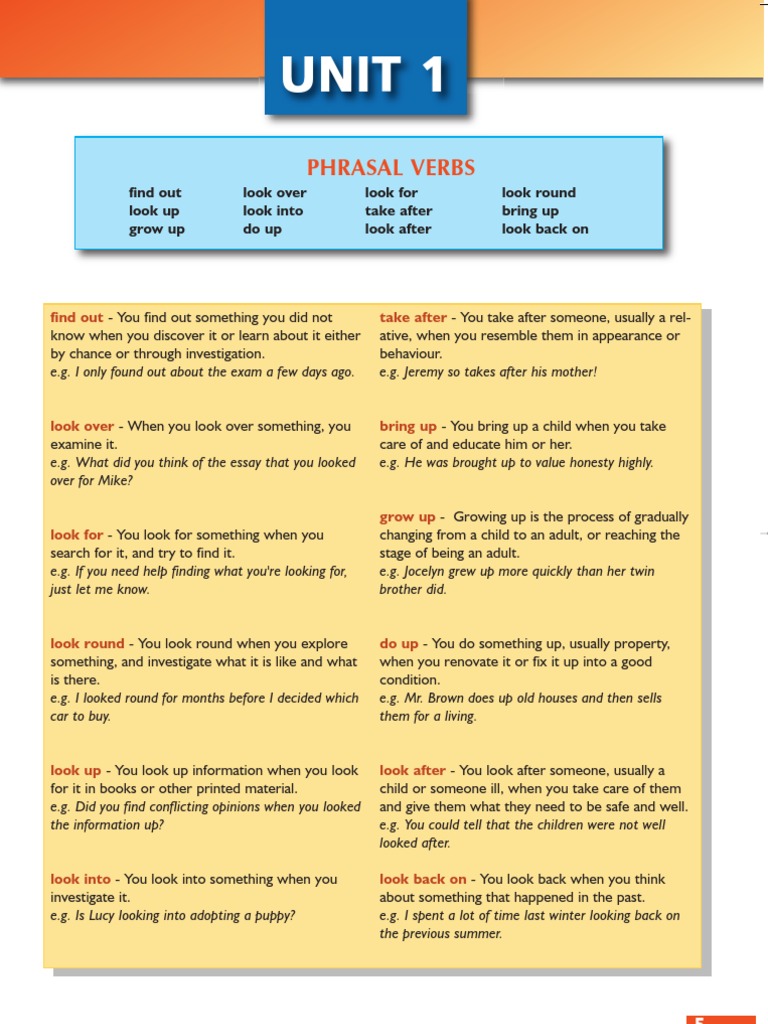 Phrasal Verbs b2 Unit 1