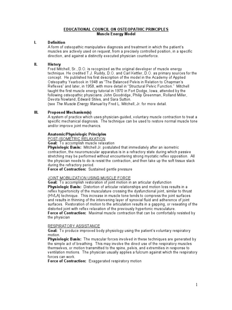The Comprehensive Muscle Energy Technique Model: Principles ...
