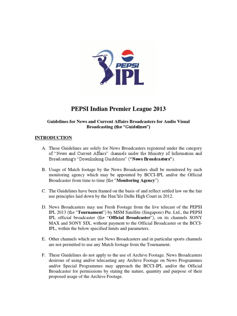 IPL.2013.News - Access.Guidelines - Finally Final 3 PDF | PDF | News ...