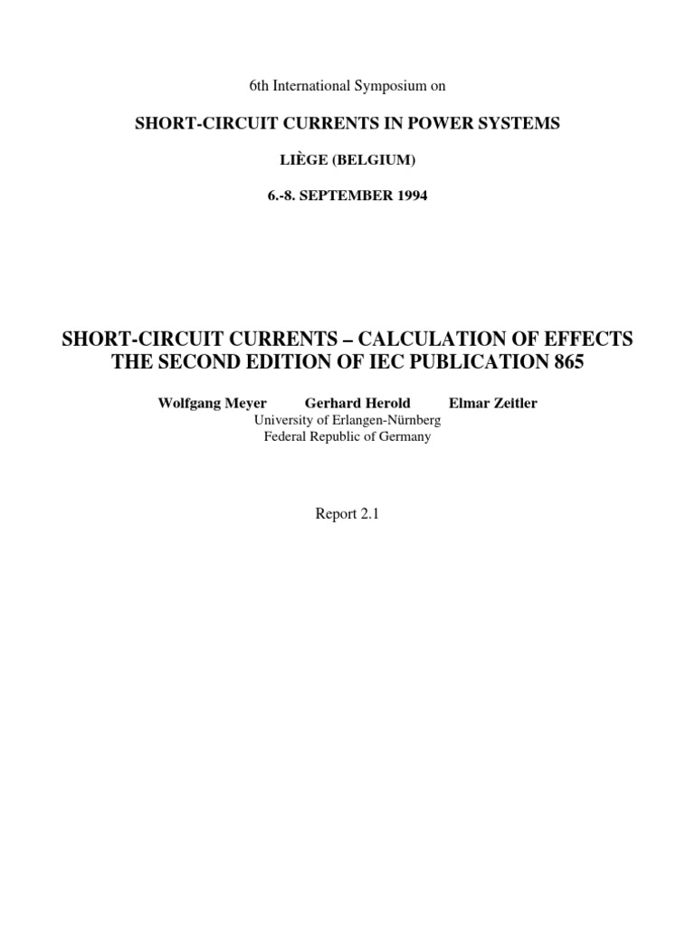 Short-Circuit Currents - Calculation of Effects The Second Edition of ...