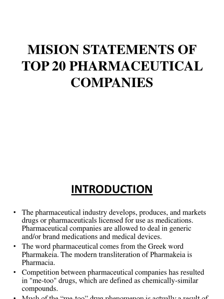 Mision Statements of Top 20 Pharmaceutical Companies | PDF ...