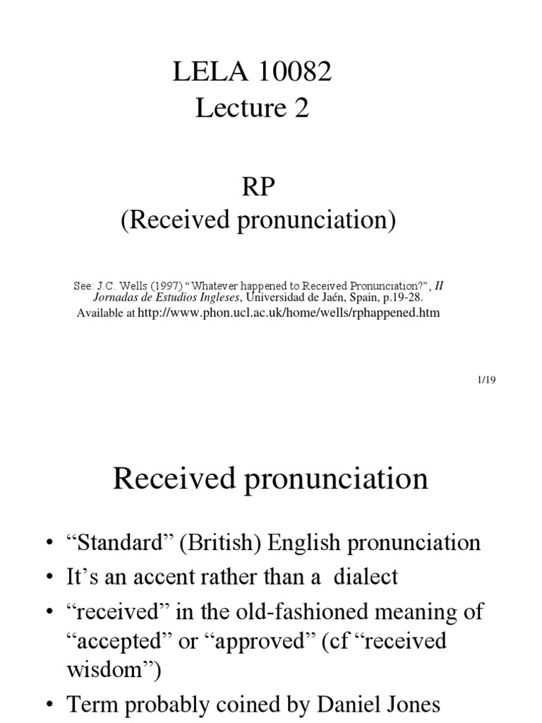 Lela 10082 Rp Received Pronunciation Pdf Phoneme Accent