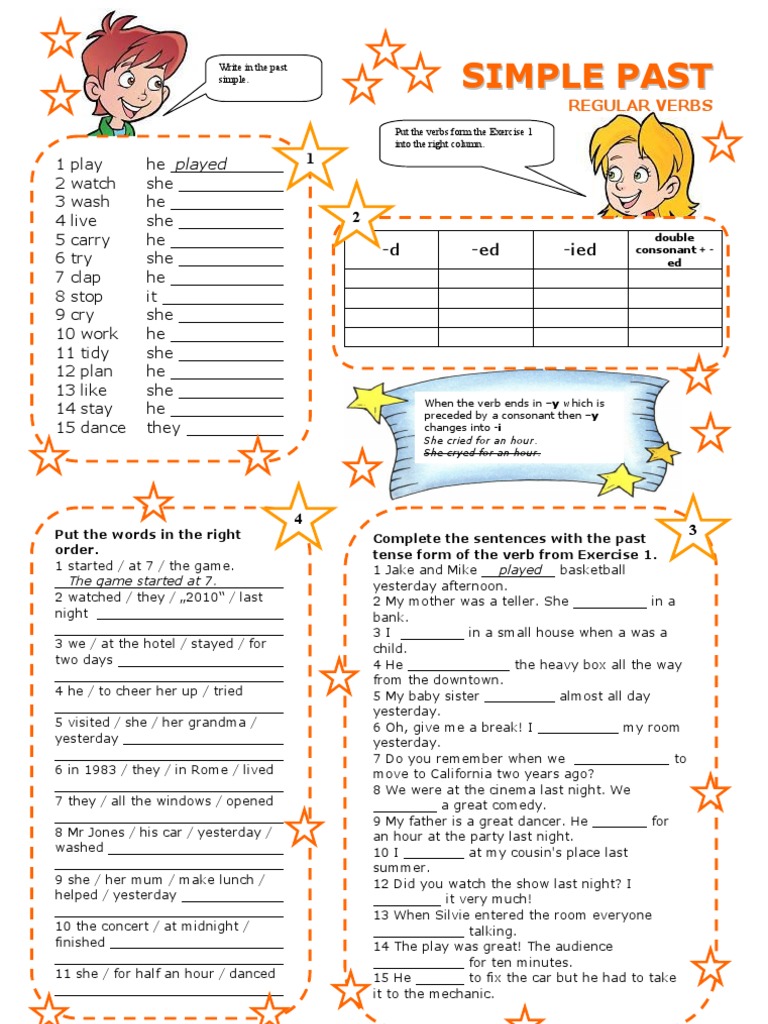 Simple Past Regular Verbs Worksheet | PDF