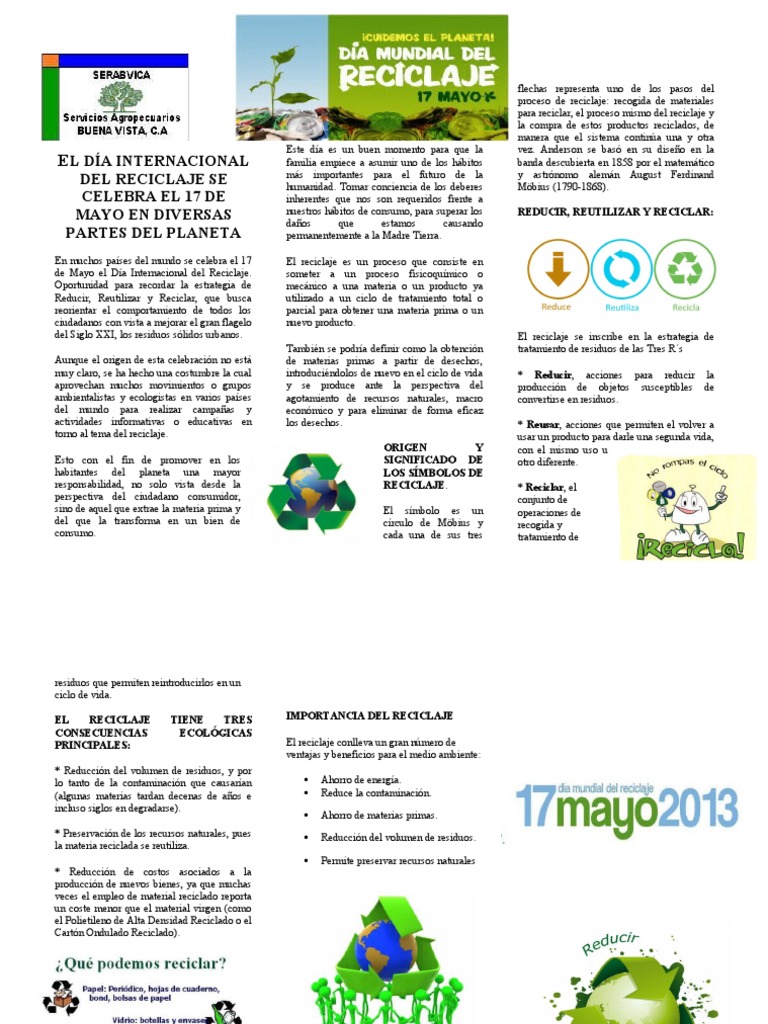 El Día Internacional Del Reciclaje Se Celebra El 17 de Mayo en Diversas ...