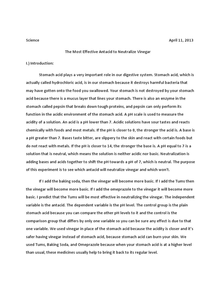 Science Lab Report Example | PDF | Acid | Ph