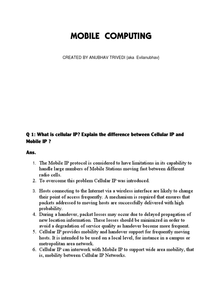 Mobile Computing Paper Pdf Internet Protocols Routing
