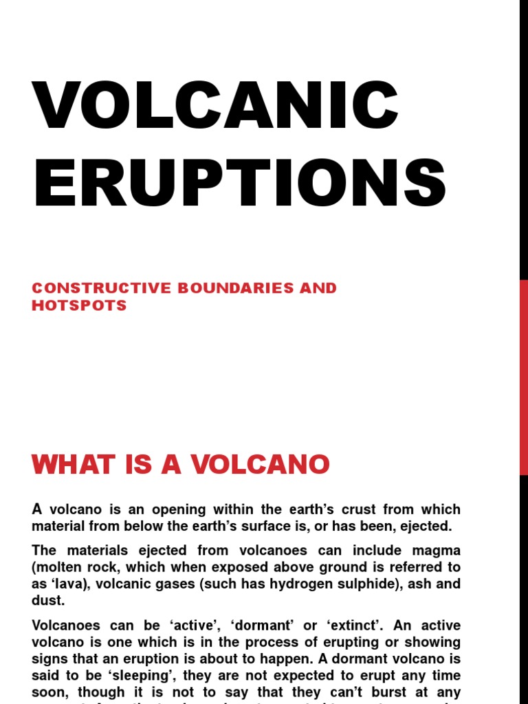 Volcanic Eruptions: Constructive Boundaries and Hotspots | PDF ...