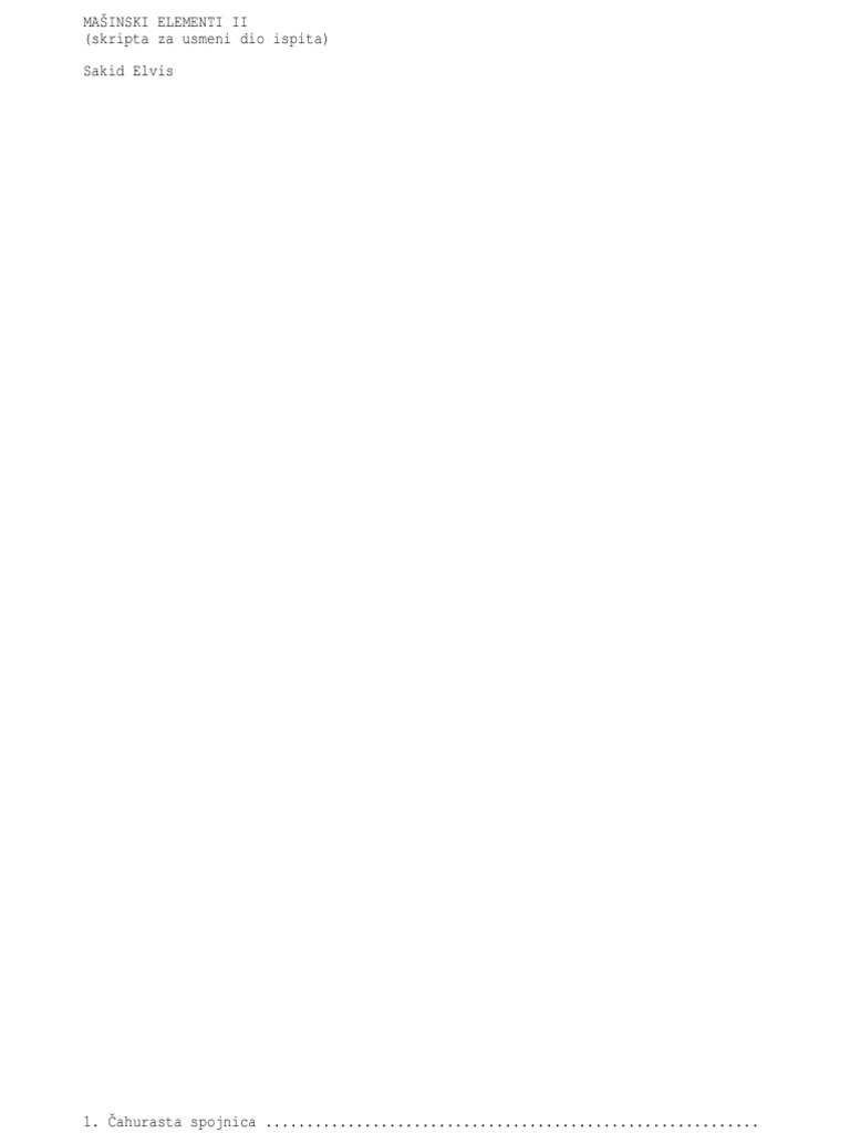 Masinski Elementi II Skripta Za Usmeni | PDF