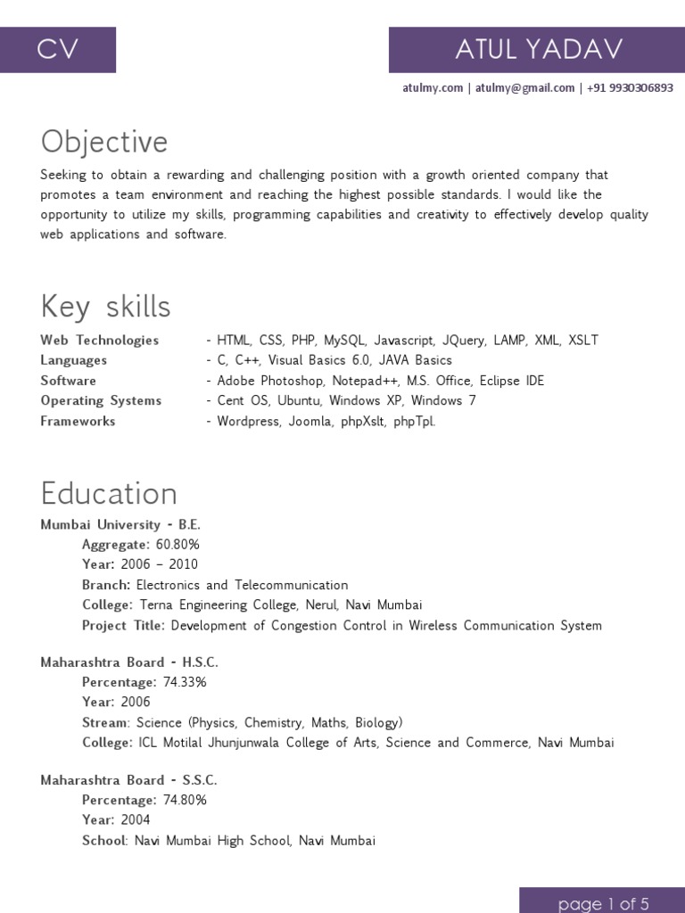 Atul Yadav Resume | PDF | Ajax (Programming) | Websites