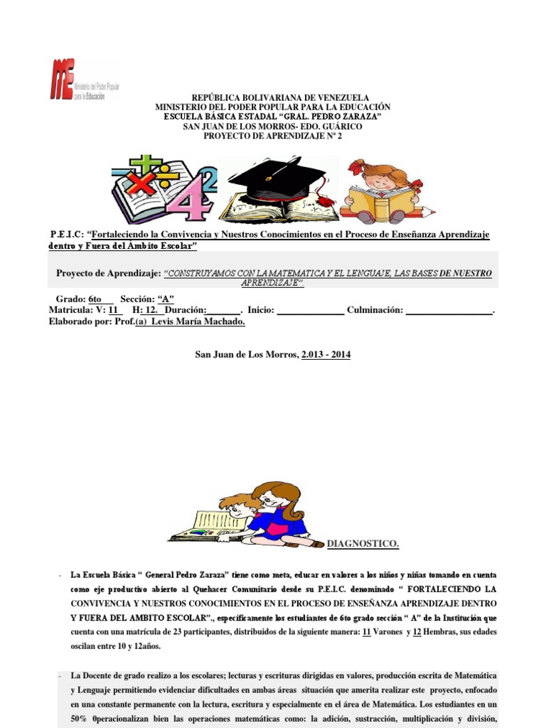 Proyecto de Aprendizaje 2do Lapso. 6to A. | PDF | Aprendizaje | Conocimiento