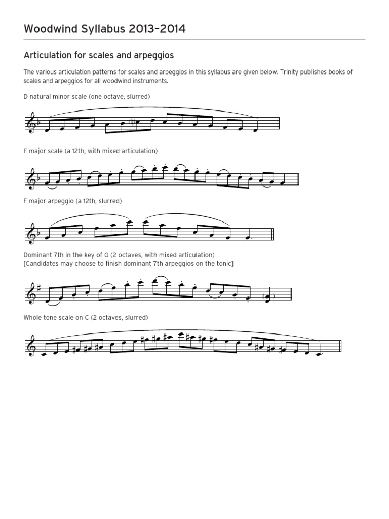 Woodwind Articulation for Scales and Arpeggios