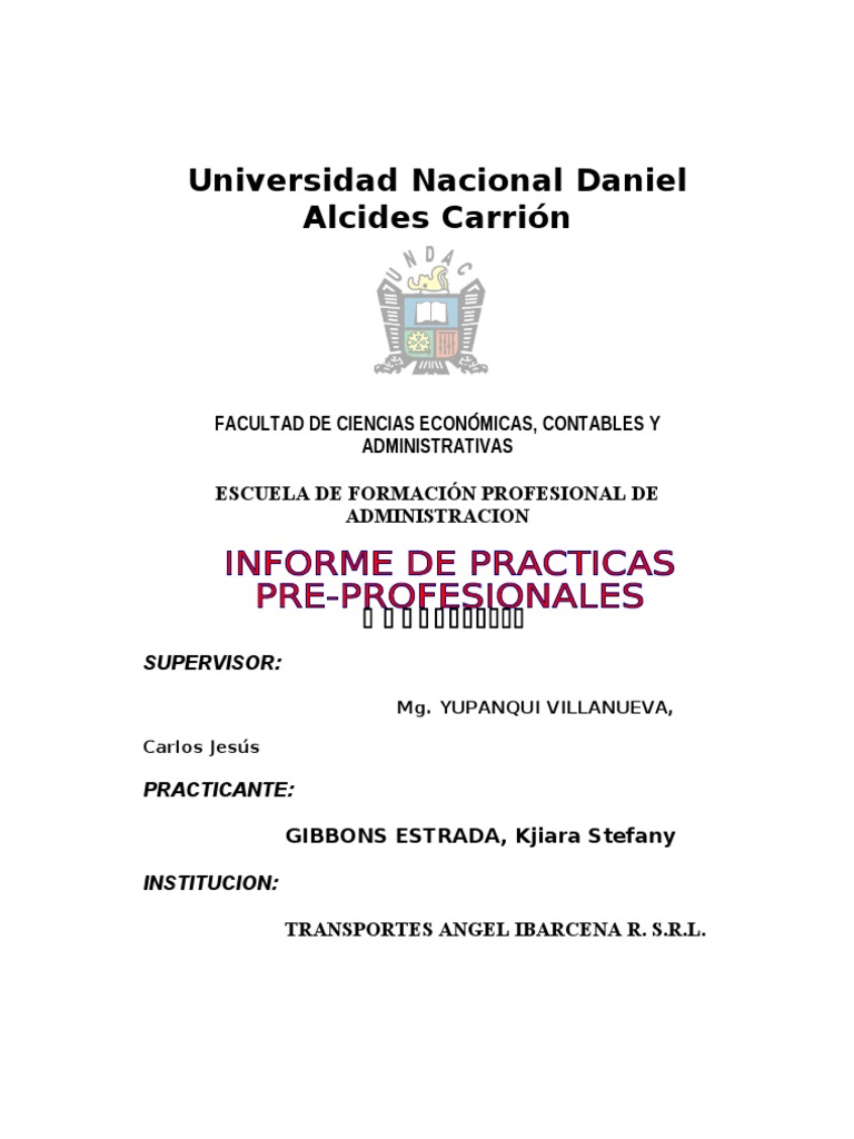 Informe de Practicas Pre Profesionales Informe de Practicas Pre Profesionales