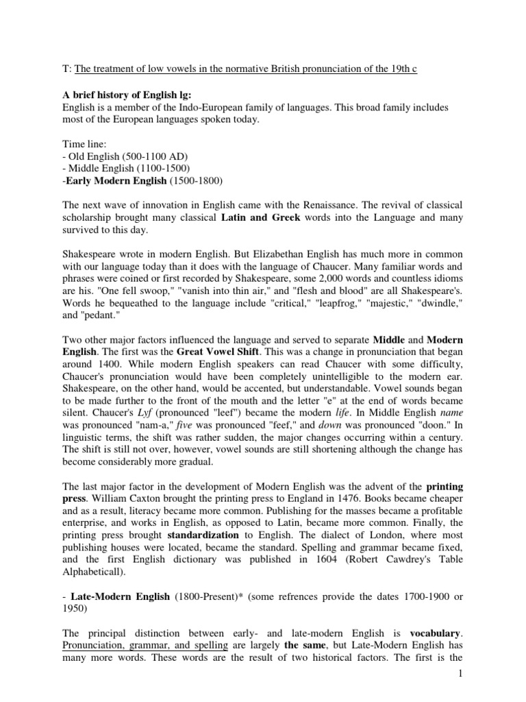 A Brief History of English LG | PDF | English Language | Vowel