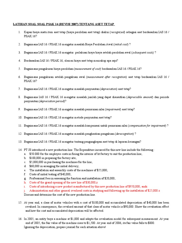 Latihan Soal Soal PSAK 16 Aset Tetap | PDF | Depreciation | Accounting