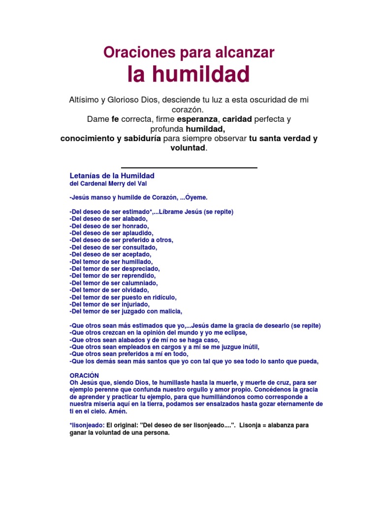 Letanías y oraciones de humildad | PDF | Derecho | Poesía