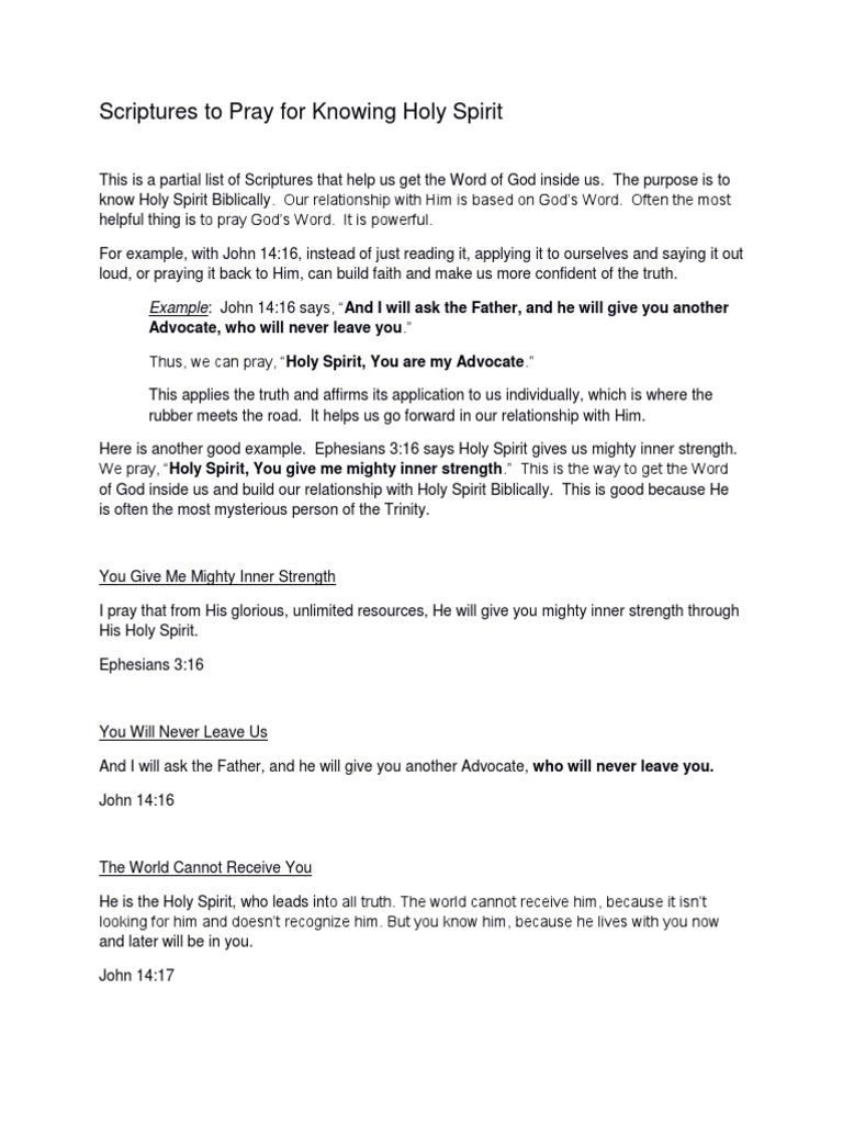 Holy Spirit Scriptures - Dec 29 12 | PDF | Acts Of The Apostles | John ...