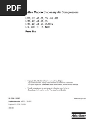 Atlas Copco Air Compressor Parts Manual Pdf | Reviewmotors.co