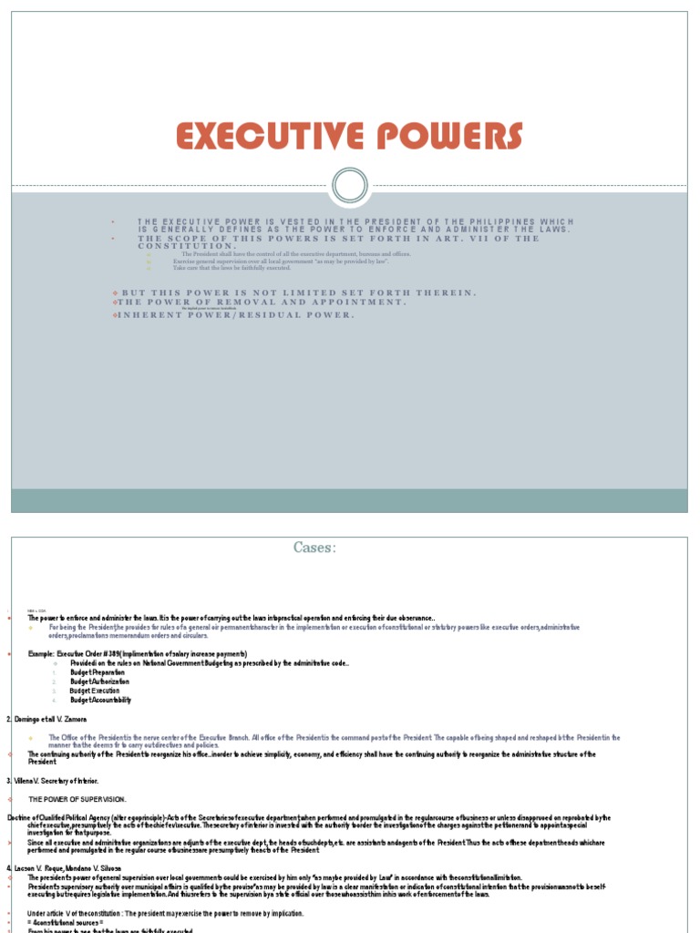 Executive Powers | PDF | President Of The Philippines | World Politics