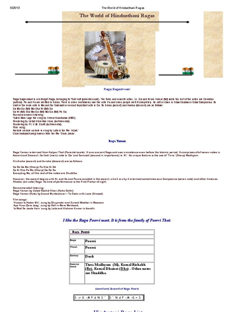 The World of Hindustani Ragas | PDF | Musical Scales | Classical And ...