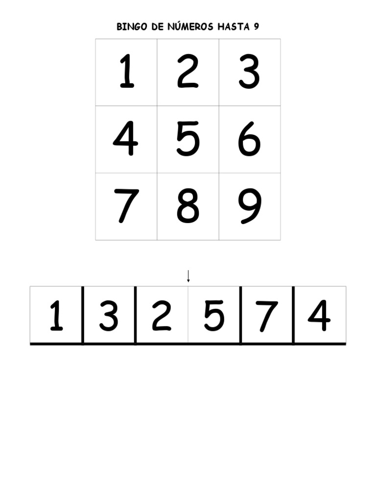 Bingo de Números Hasta 9 | PDF