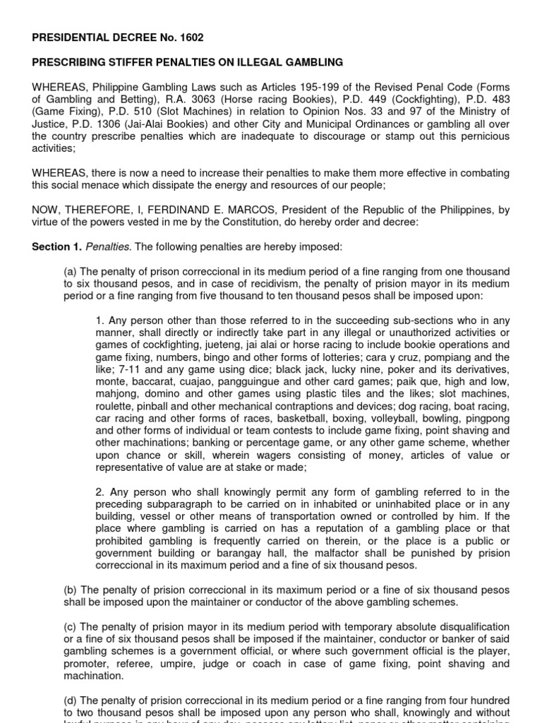 Presidential Decree No 1602 | PDF