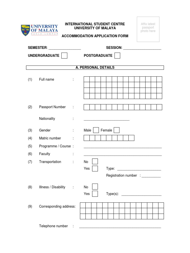 UM Accommodation Application Form | PDF | Career & Growth | Business
