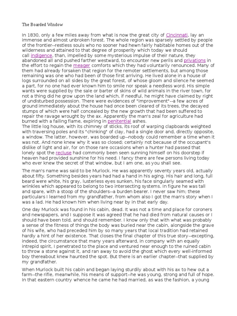 The Boarded Window | PDF