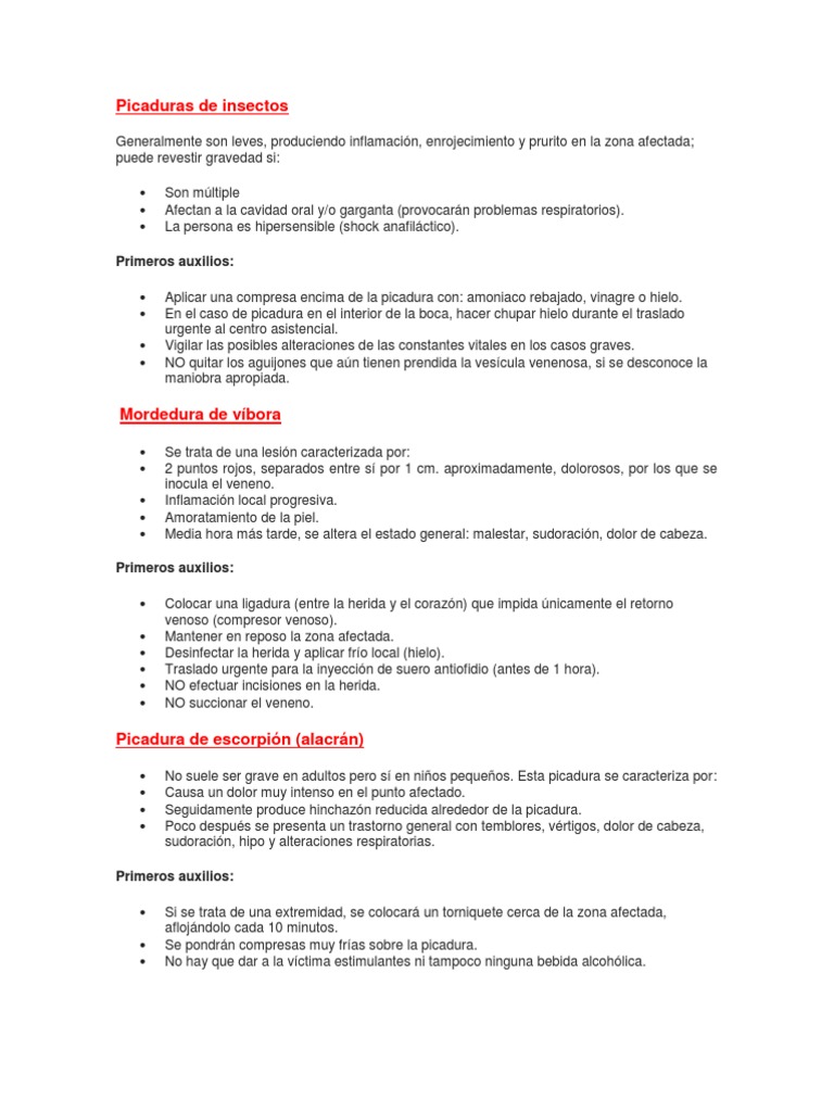 Picaduras de Insectos | PDF | Herida | Medicina