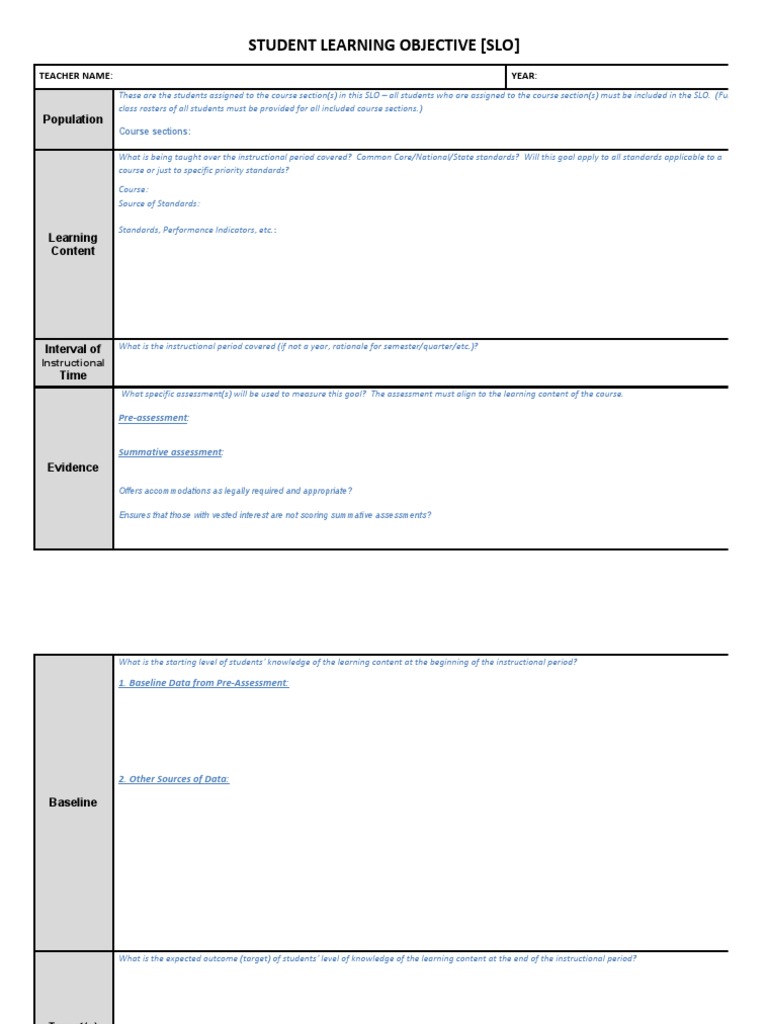 Slo Workbook Teacher Worksheets 2 | PDF | Educational Assessment ...