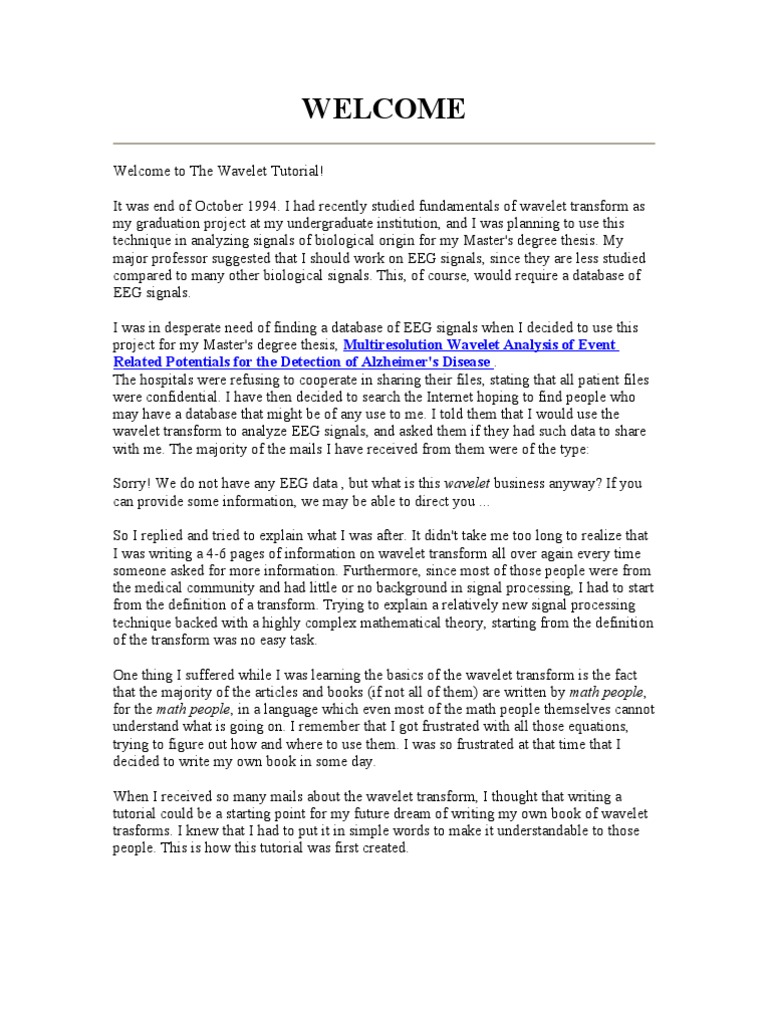 Wavelet Transform | PDF | Wavelet | Basis (Linear Algebra)