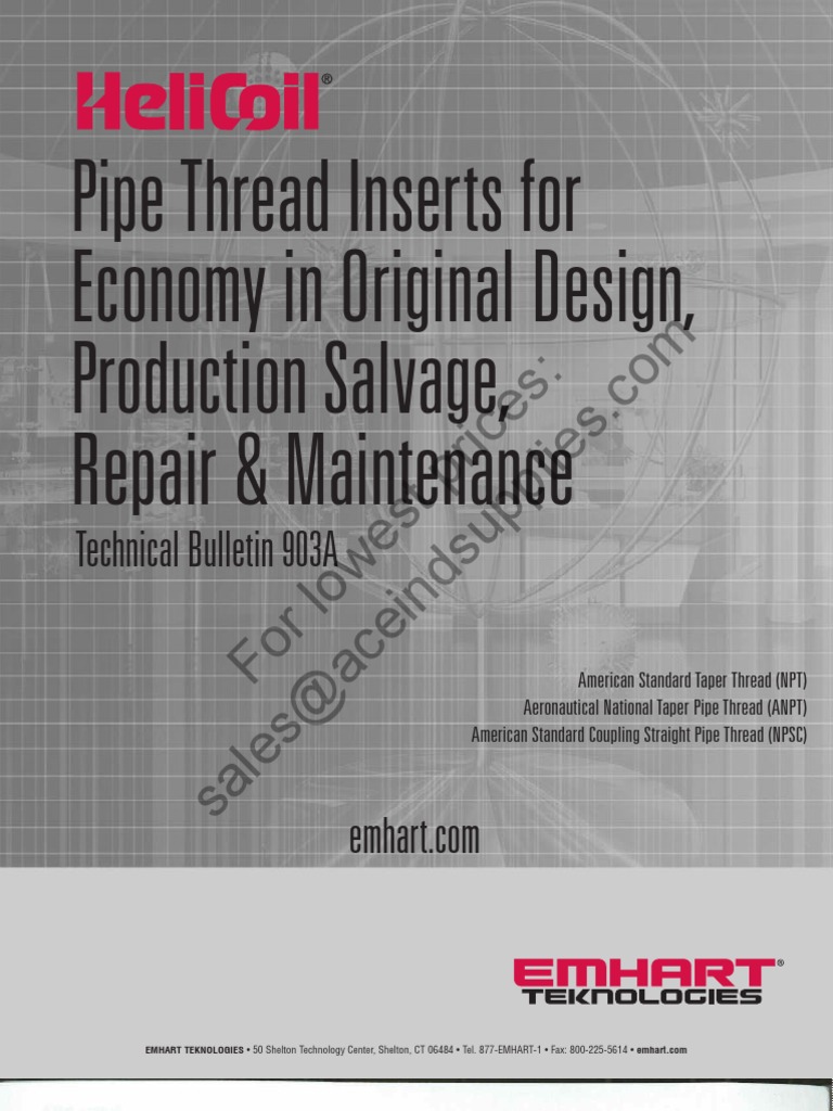 HeliCoil Pipe Thread Inserts NPT ANPT NPSC | PDF | Business | Home & Garden