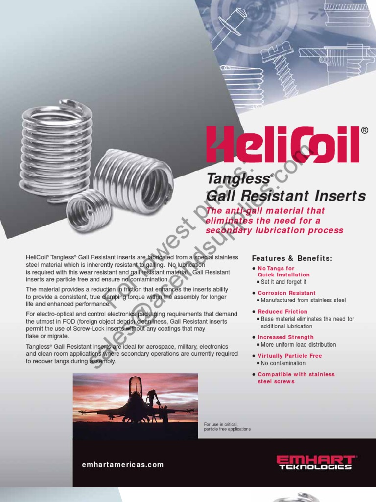 HeliCoil Tangless Gall Resistant Inserts | PDF | Stainless Steel | Screw
