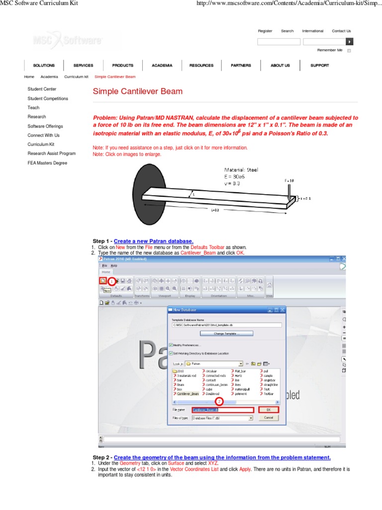 MSC Tutorial Simple Cantilever Beam | PDF | Mechanics | Physics