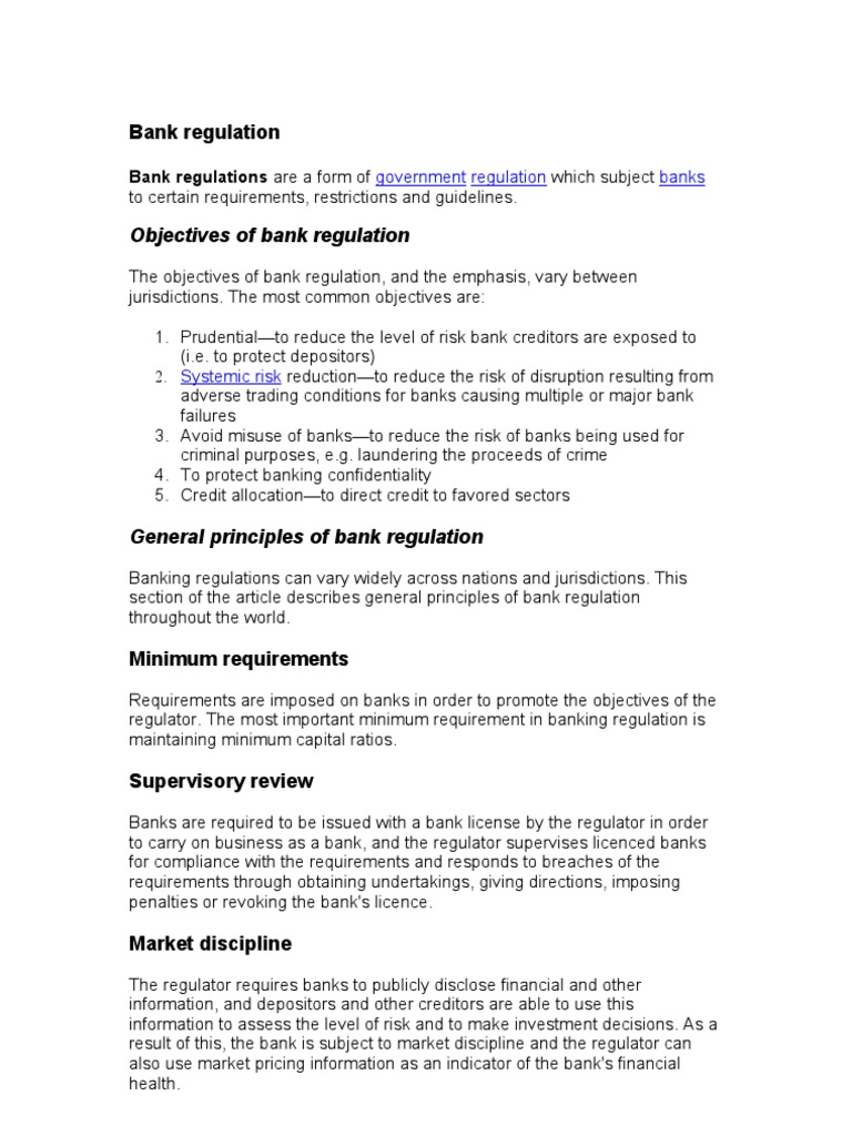 Bank Regulation | Download Free PDF | Bank Regulation | Capital Requirement