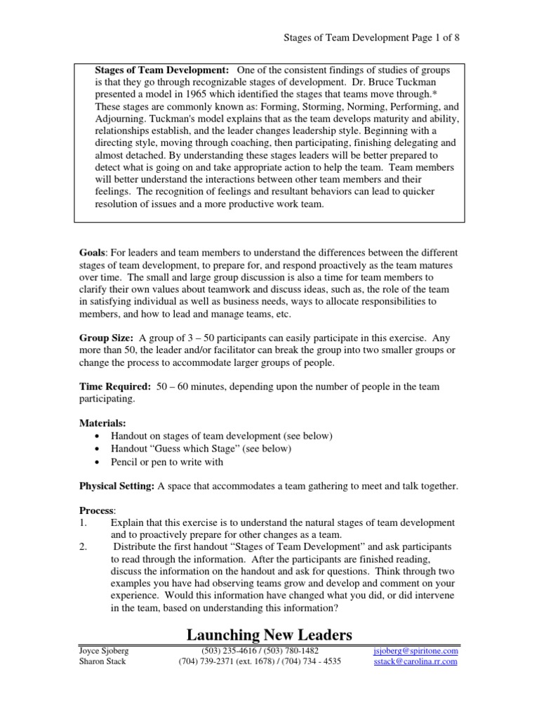 Stages of Team Development | PDF | Facilitator | Leadership