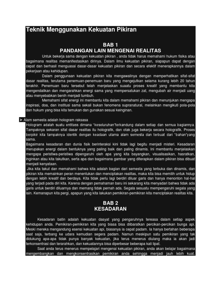 Teknik Menggunakan Kekuatan Pikiran | PDF