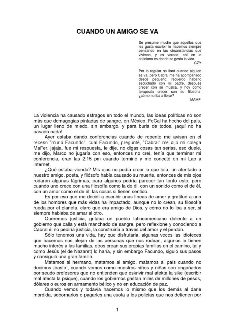 Cuando Un Amigo Se Va | PDF