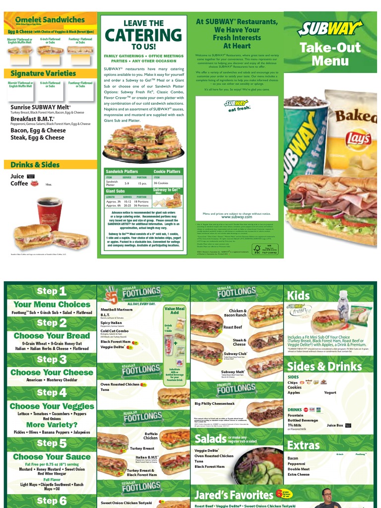 Subway Menu | Download Free PDF | Menu | Salad