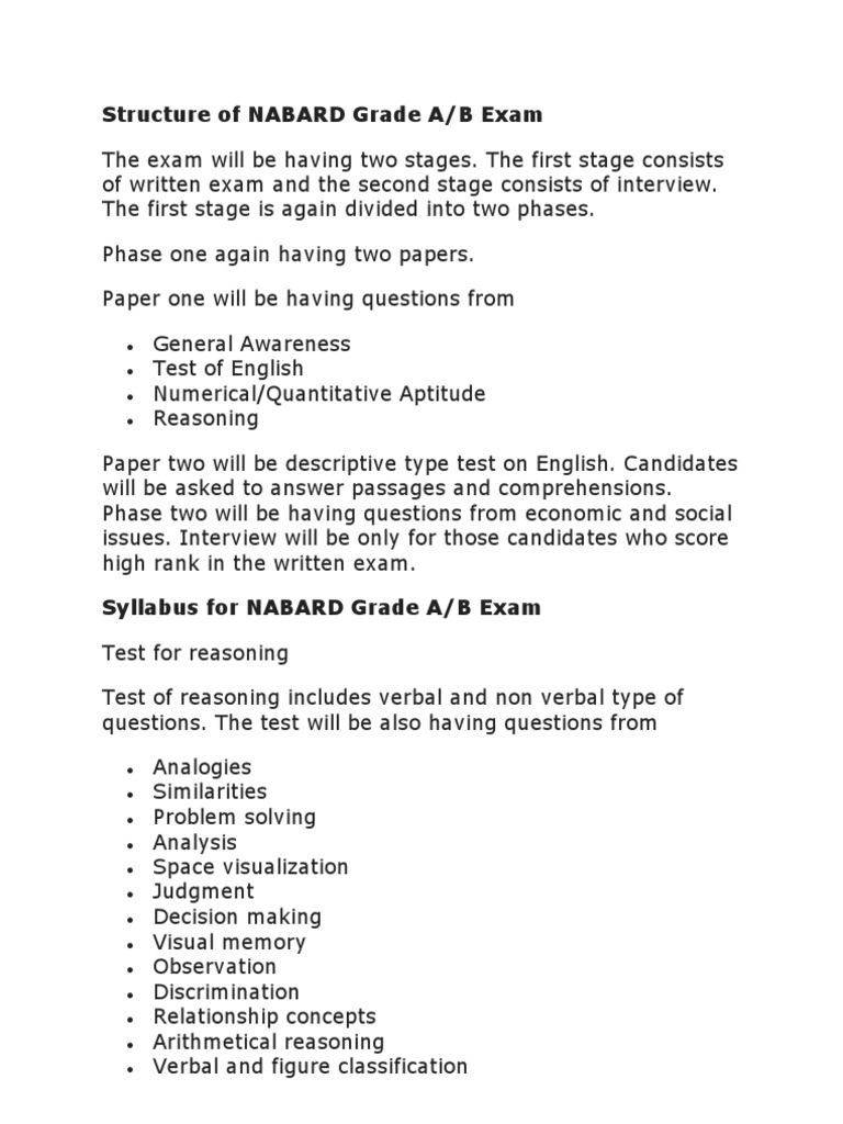 Structure of NABARD Grade A | PDF | Test (Assessment) | Reading ...